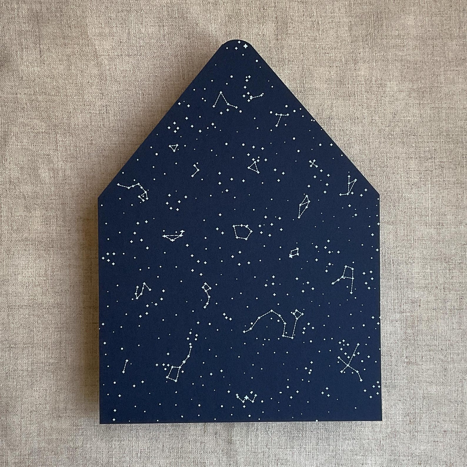 Starry Night Envelope Liners: White Ink Print Celestial Design for A7 ...
