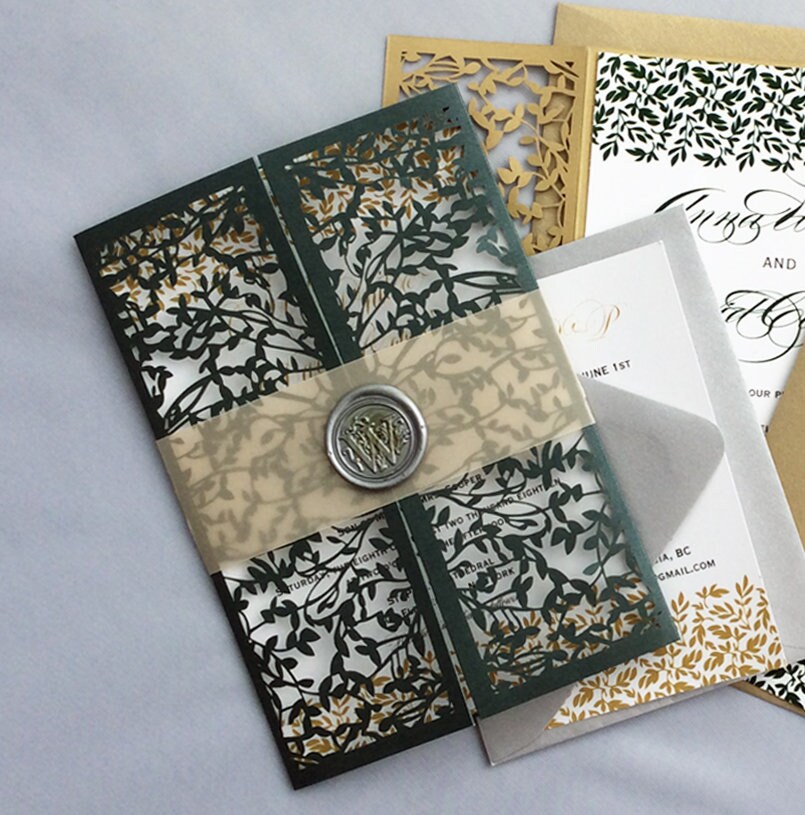 Forest Green Leafy Mesh Laser Cut Jacket 5x7.25 Inches for - Etsy