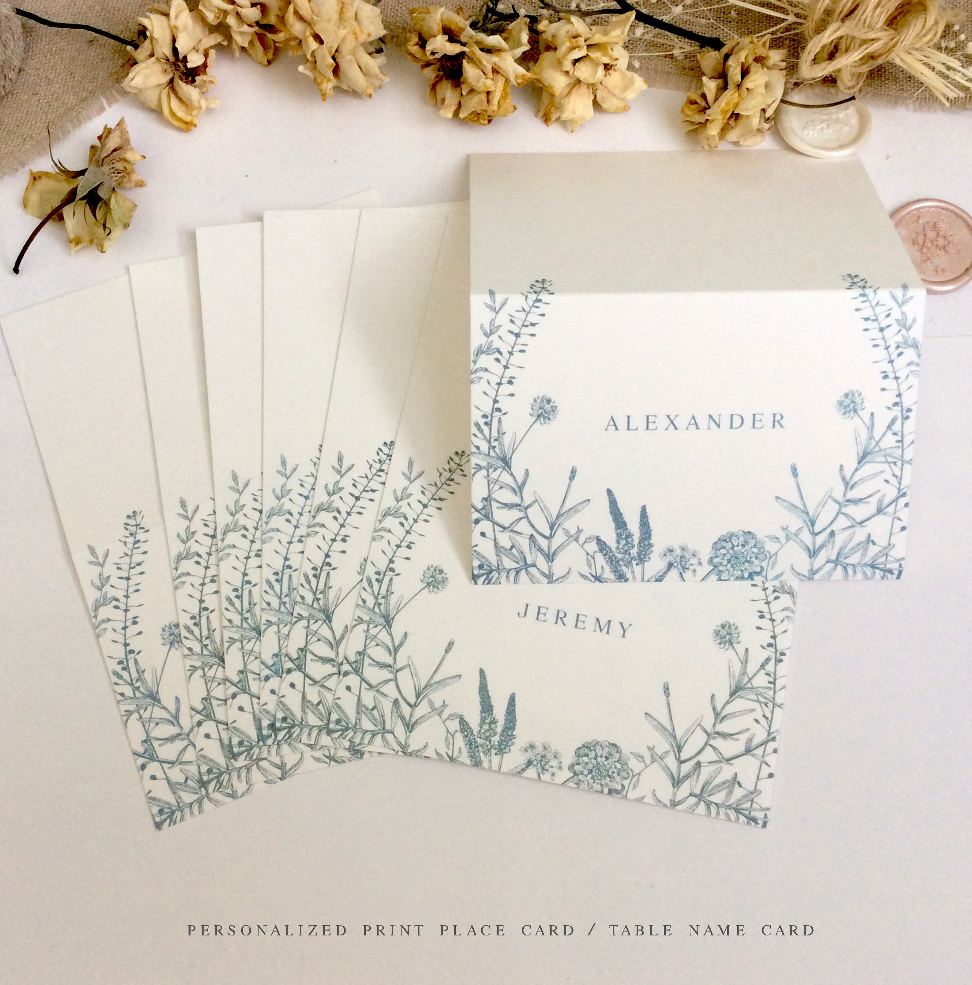 Floral Wedding Place Card Guest Name Card / Personalized Print - Etsy