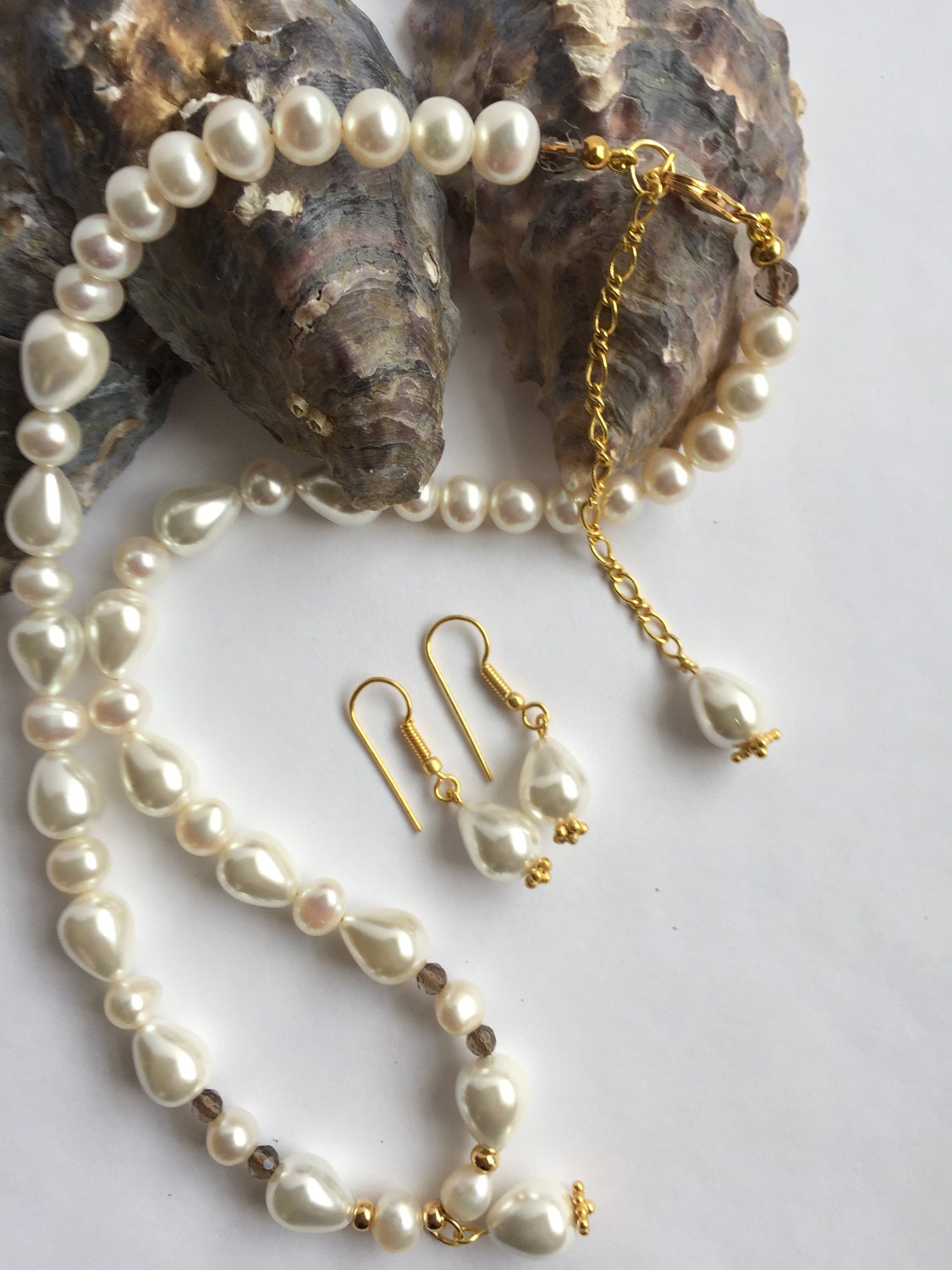 Pearl Necklace Set, Pearl Set, Pearl Wedding Set, Bridal Set, Wedding ...