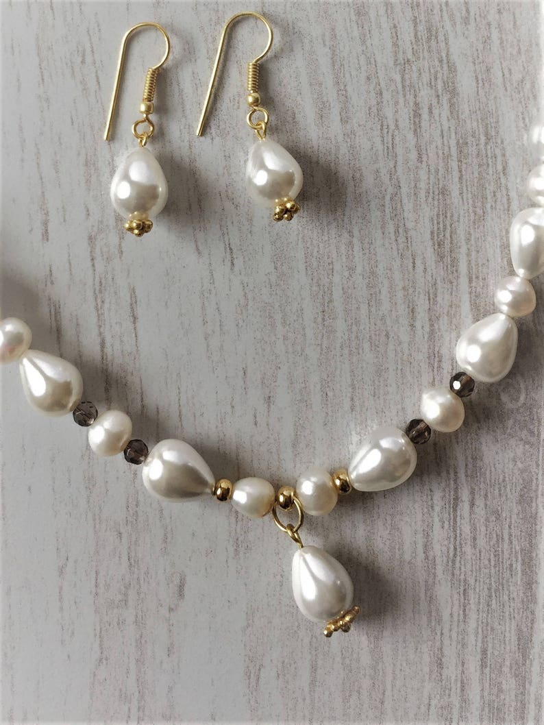 Pearl Necklace Set, Pearl Set, Pearl Wedding Set, Bridal Set, Wedding ...
