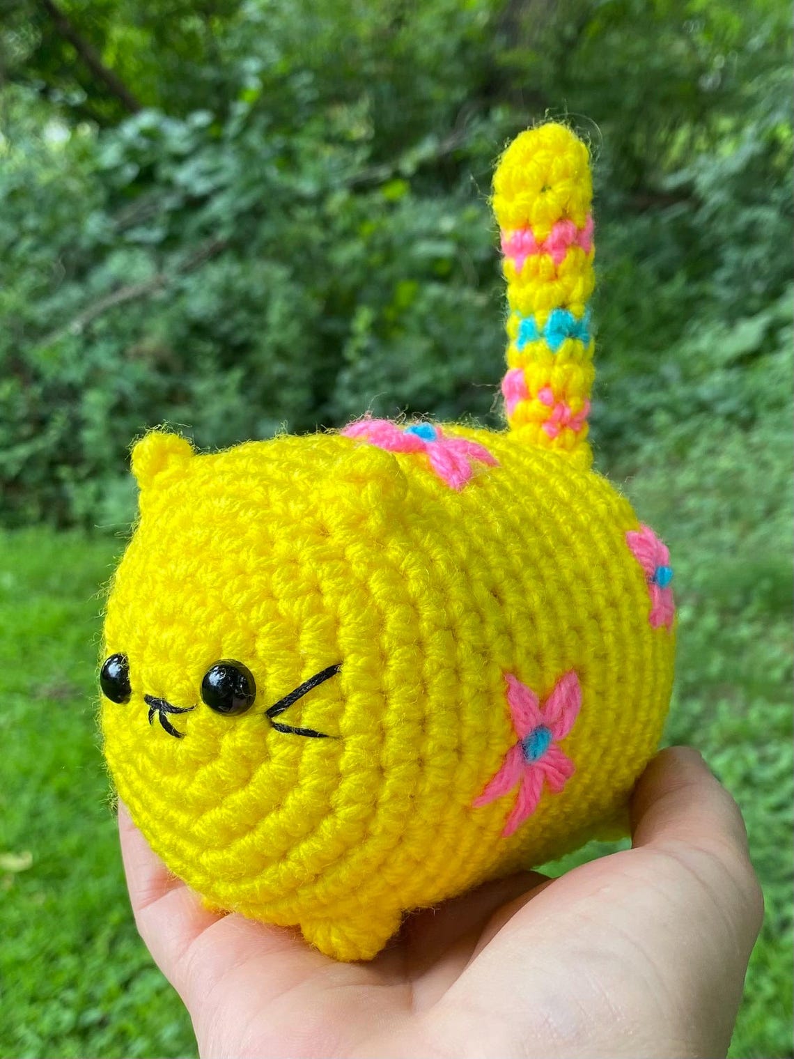 Cute Loaf Cat Made to Order Crochet Plushis, Retro Cat Hippy Vibe ...