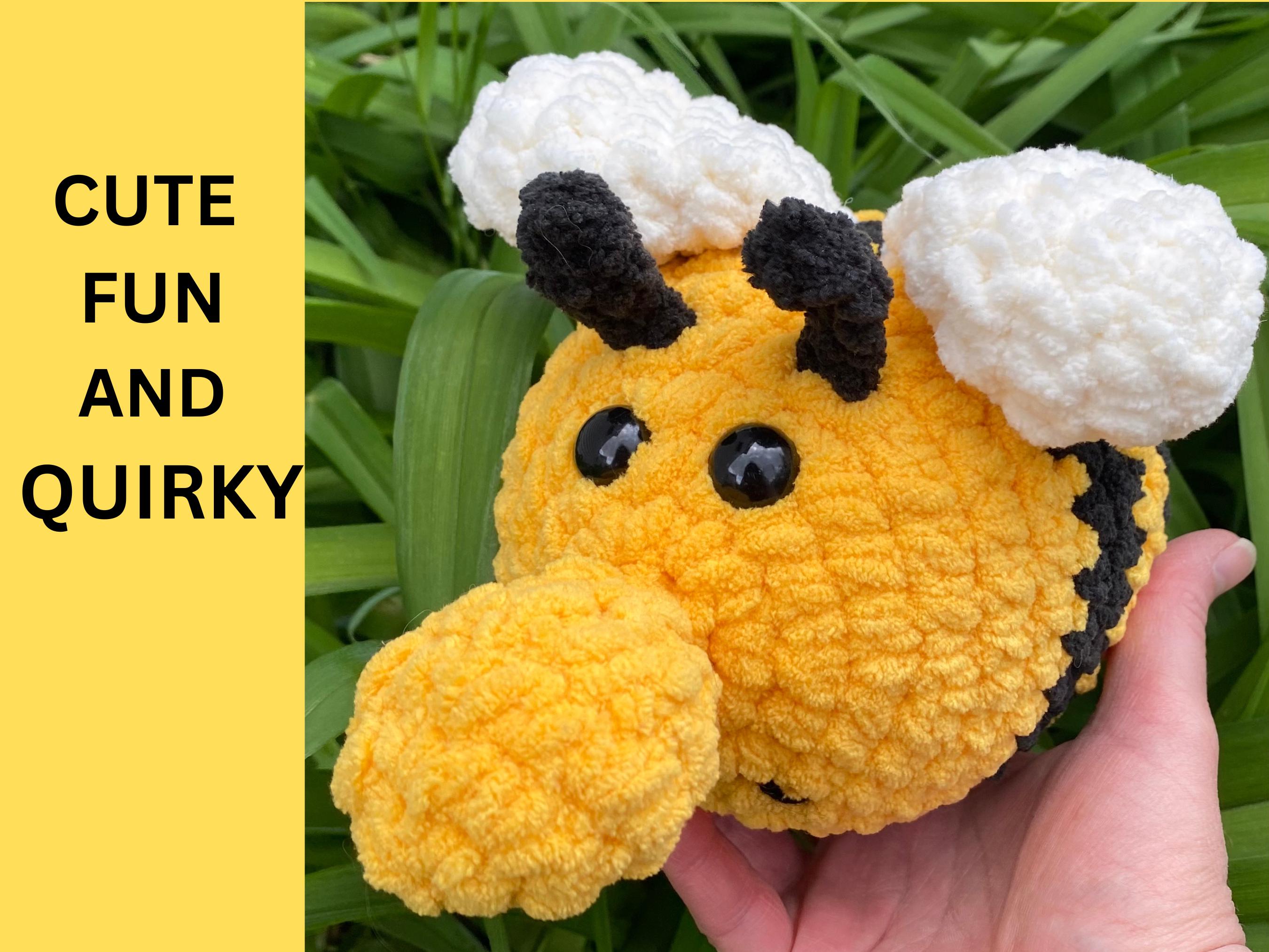 Crochet Jumbo Bee Plushie, Cute Funny and Quirky Kawaii Bumblebee ...