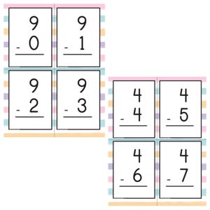 Pastel Subtraction Flashcards - Etsy