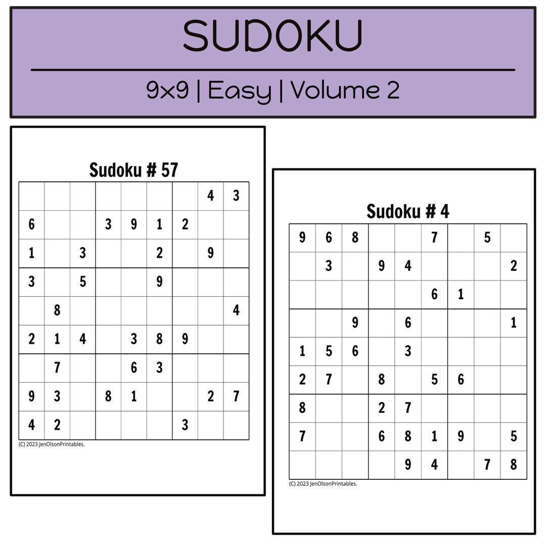 100 Easy Sudoku Puzzles Vol. 2 - Etsy