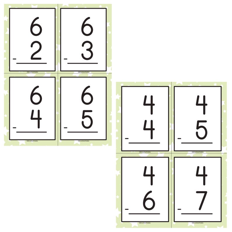 Printable Subtraction Flashcards 0-10 (PDF Download) - Etsy