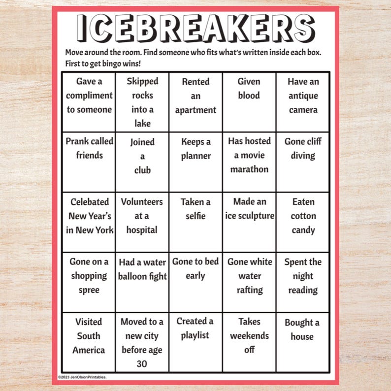 Icebreakers Games for Groups - Etsy