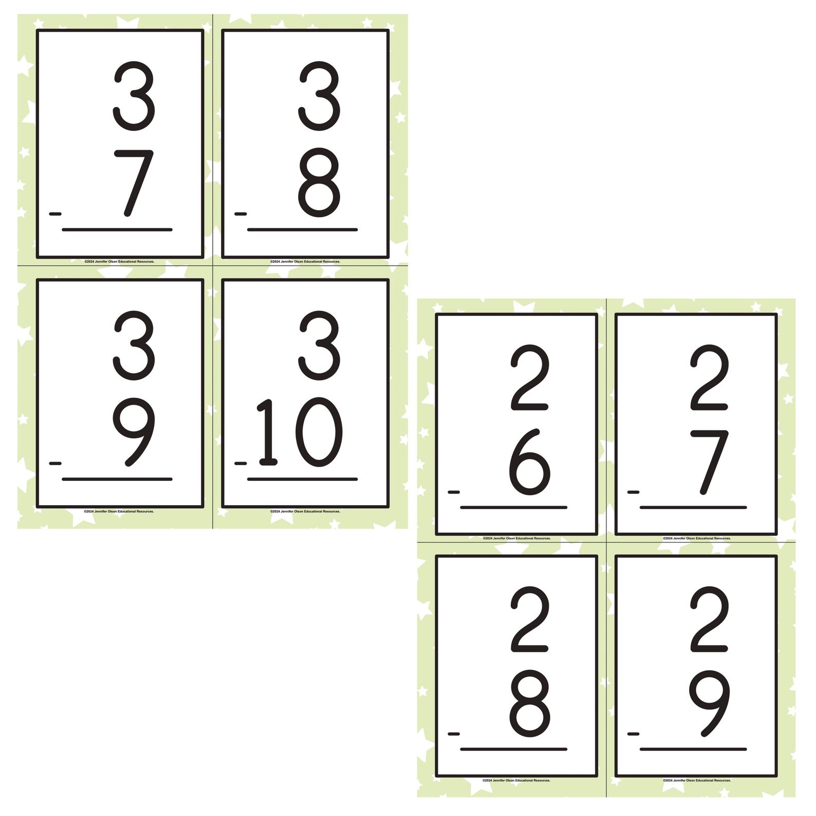 Printable Subtraction Flashcards 0-10 (PDF Download) - Etsy