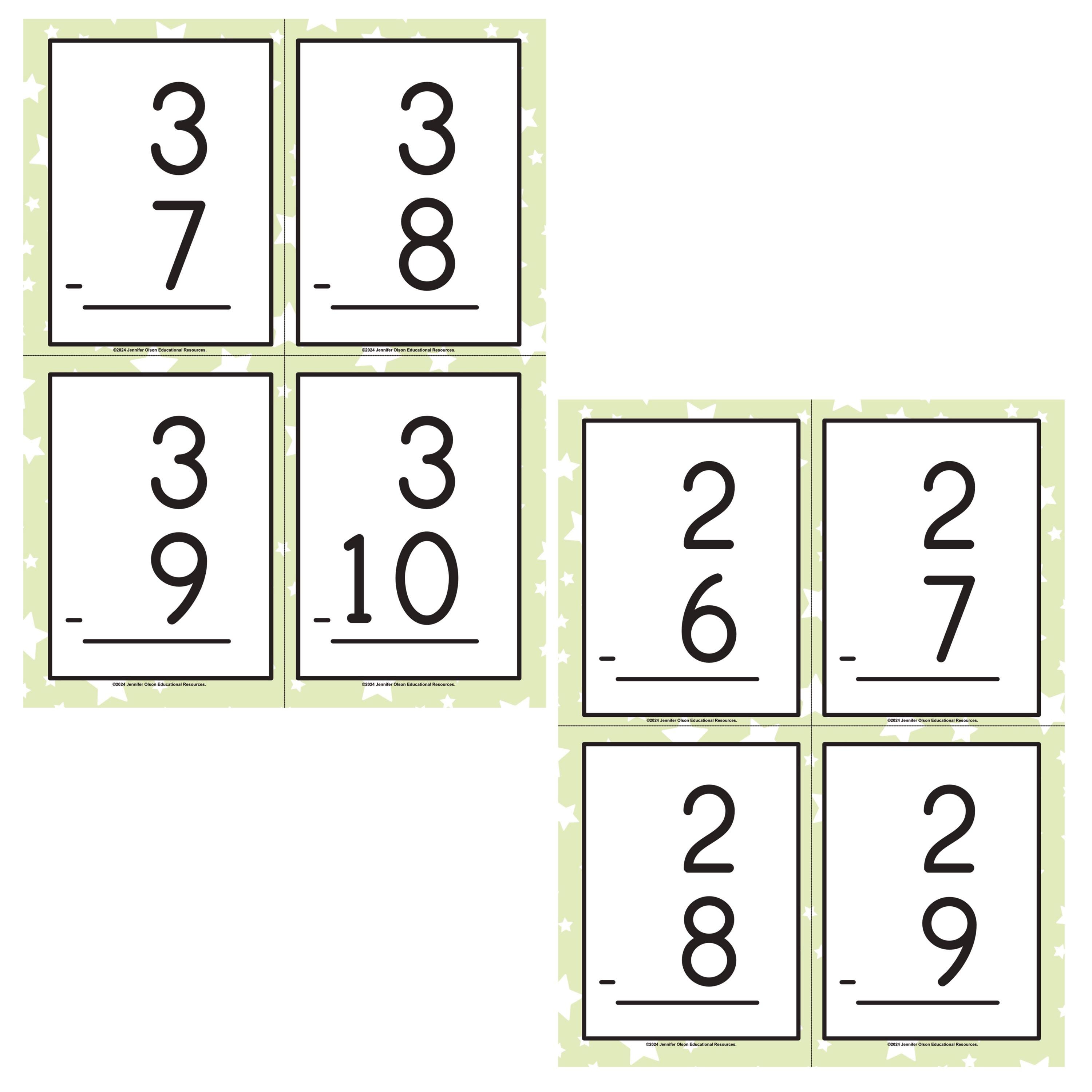 Printable Subtraction Flashcards 0-10 (PDF Download) - Etsy