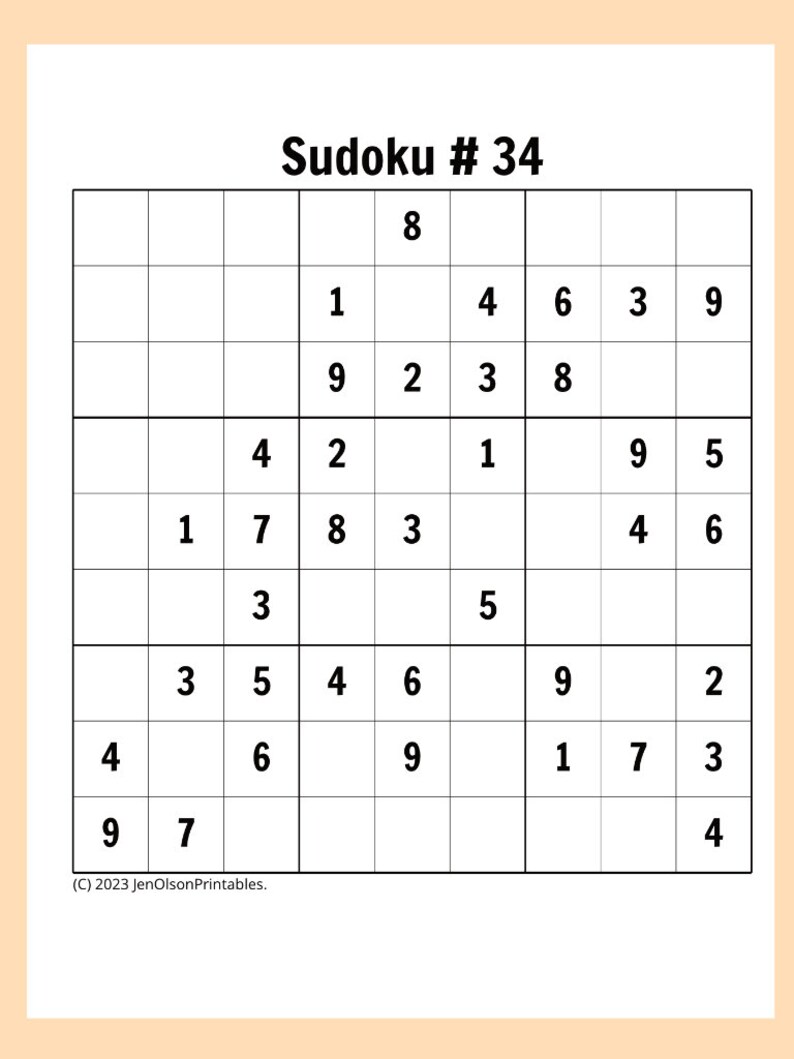 100 Hard Sudoku Puzzles Vol. 1 - Etsy