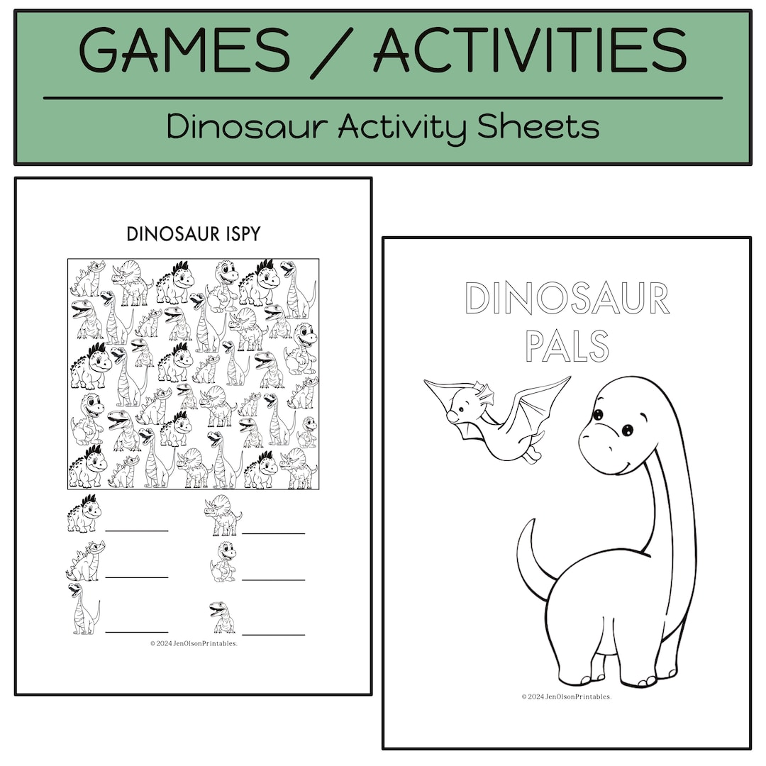 10 Fun Dinosaur Activity Sheets - Etsy