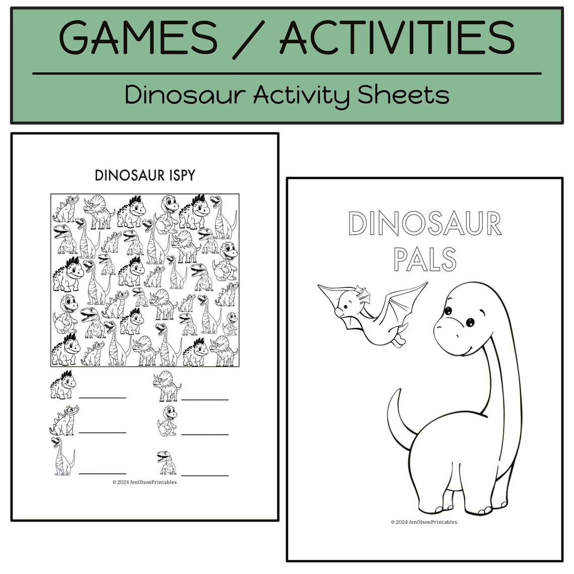 10 Fun Dinosaur Activity Sheets - Etsy