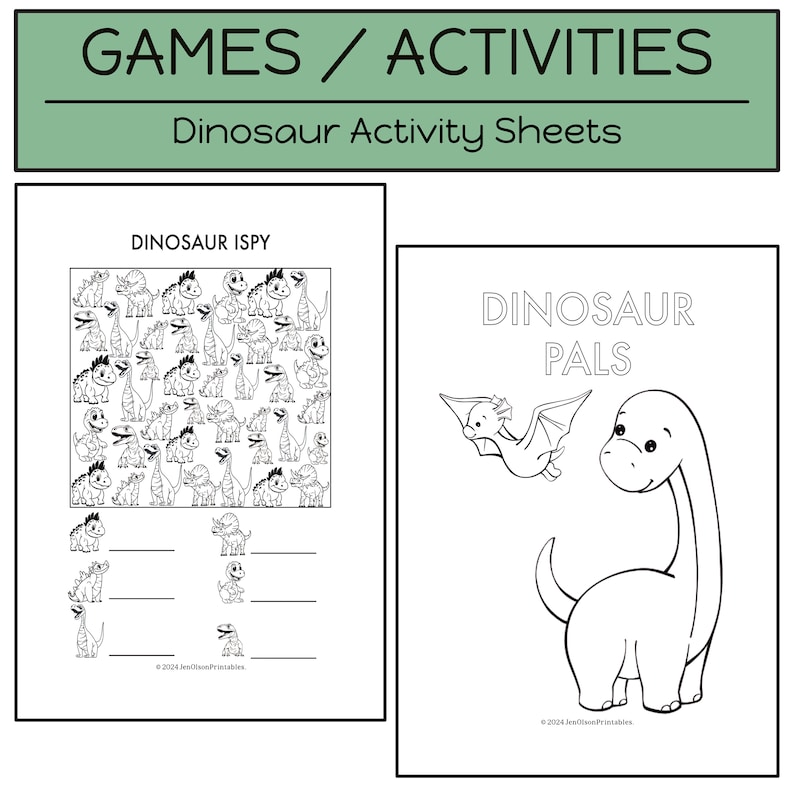 10 Fun Dinosaur Activity Sheets - Etsy