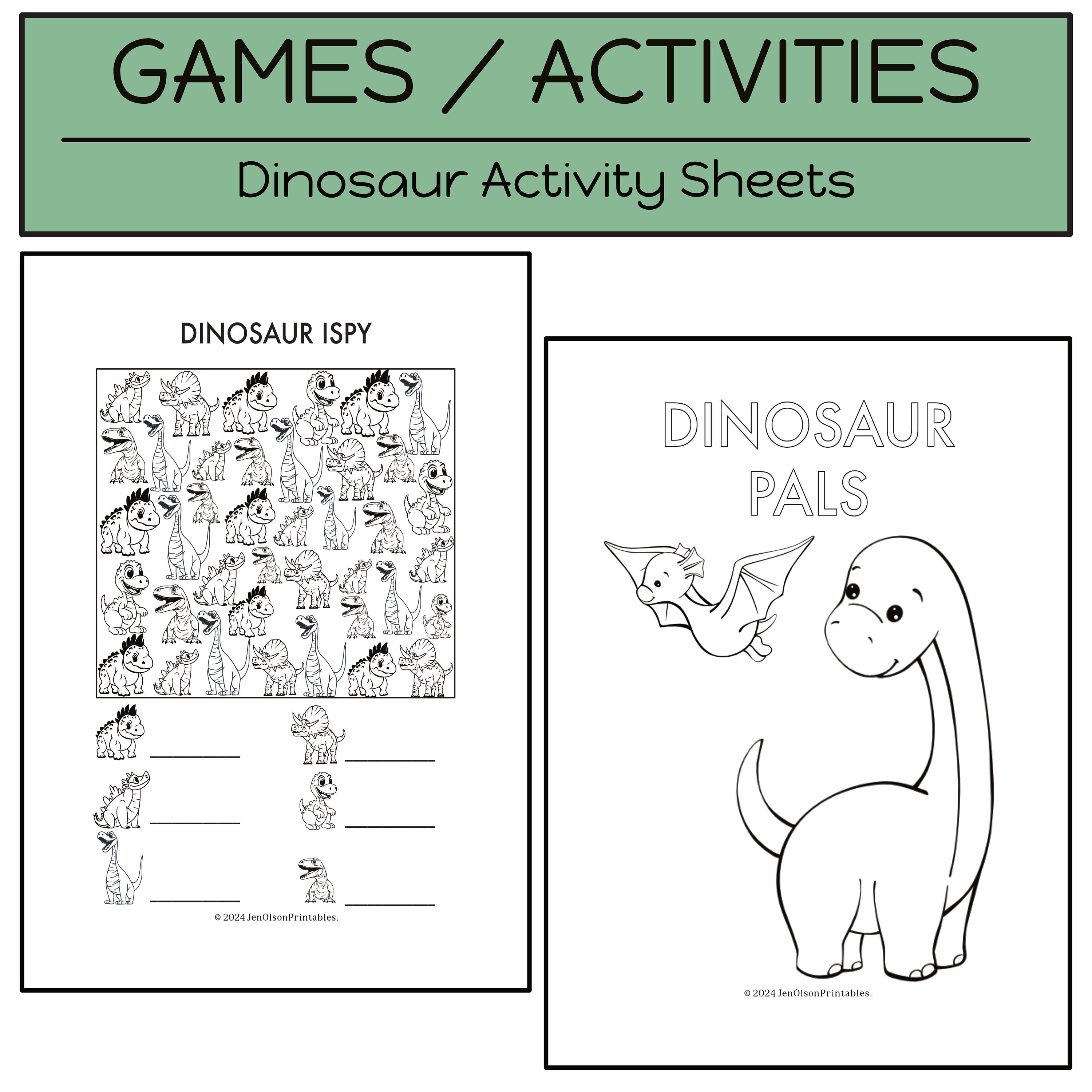 10 Fun Dinosaur Activity Sheets - Etsy