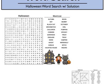 Ghost Halloween Word Search Printable - Etsy