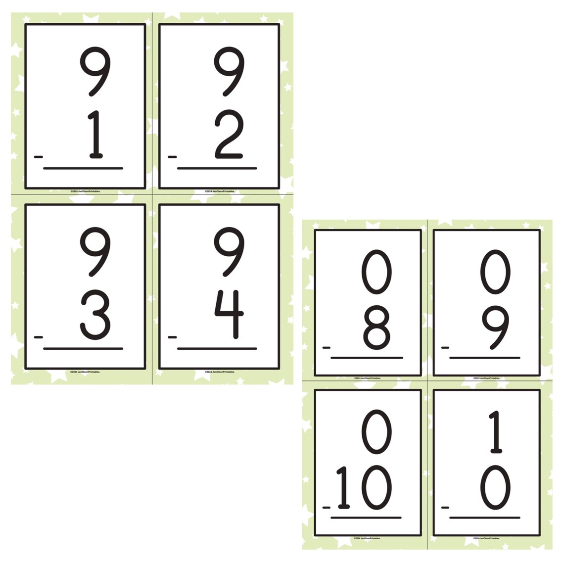 Printable Subtraction Flashcards 0-10 (PDF Download) - Etsy