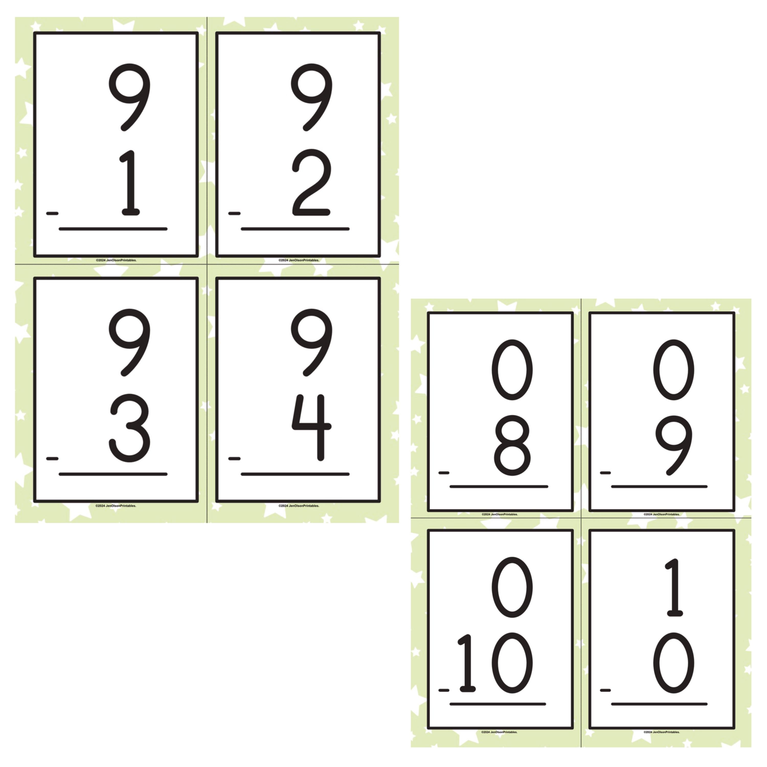 Printable Subtraction Flashcards 0-10 (PDF Download) - Etsy