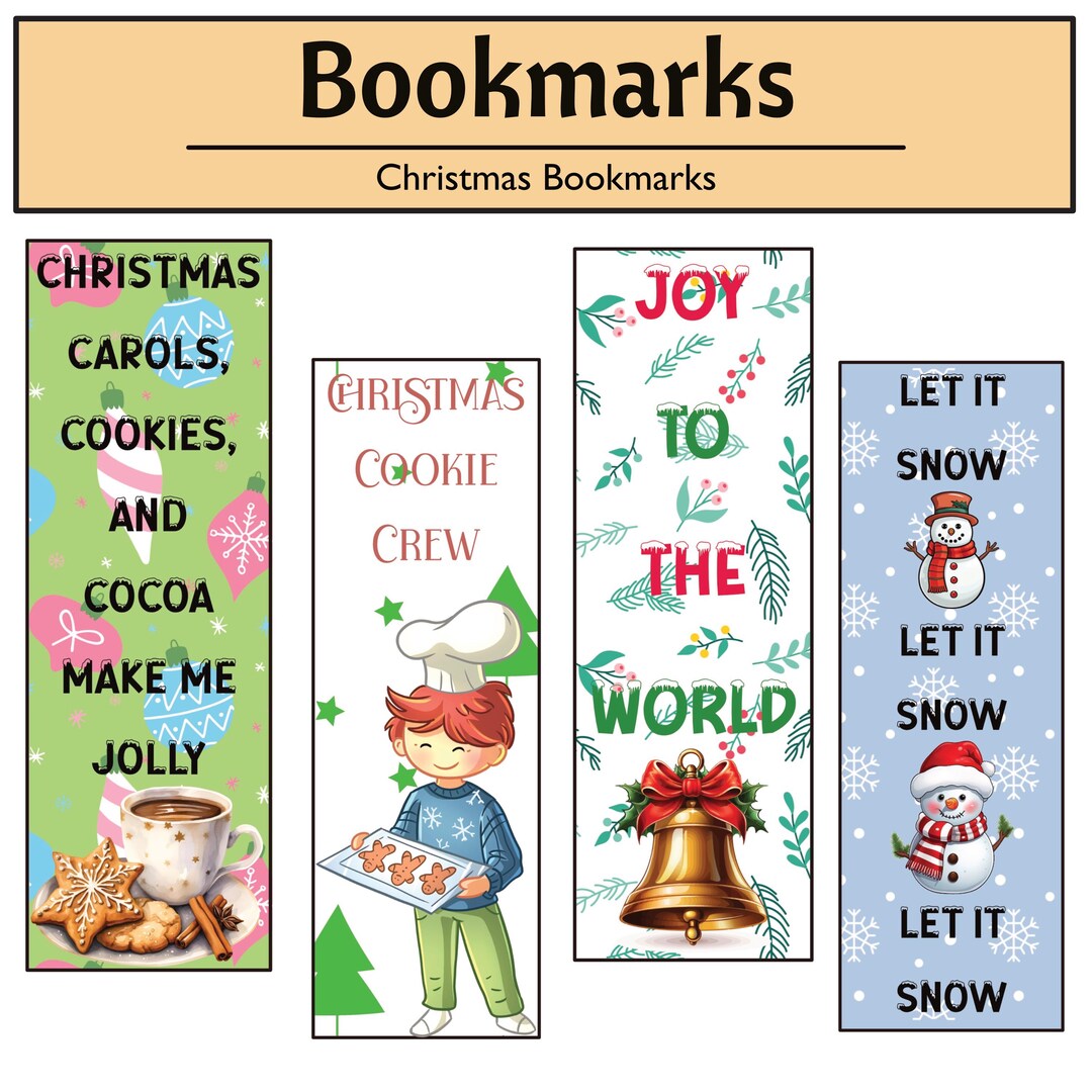 Printable Christmas Bookmarks - Etsy