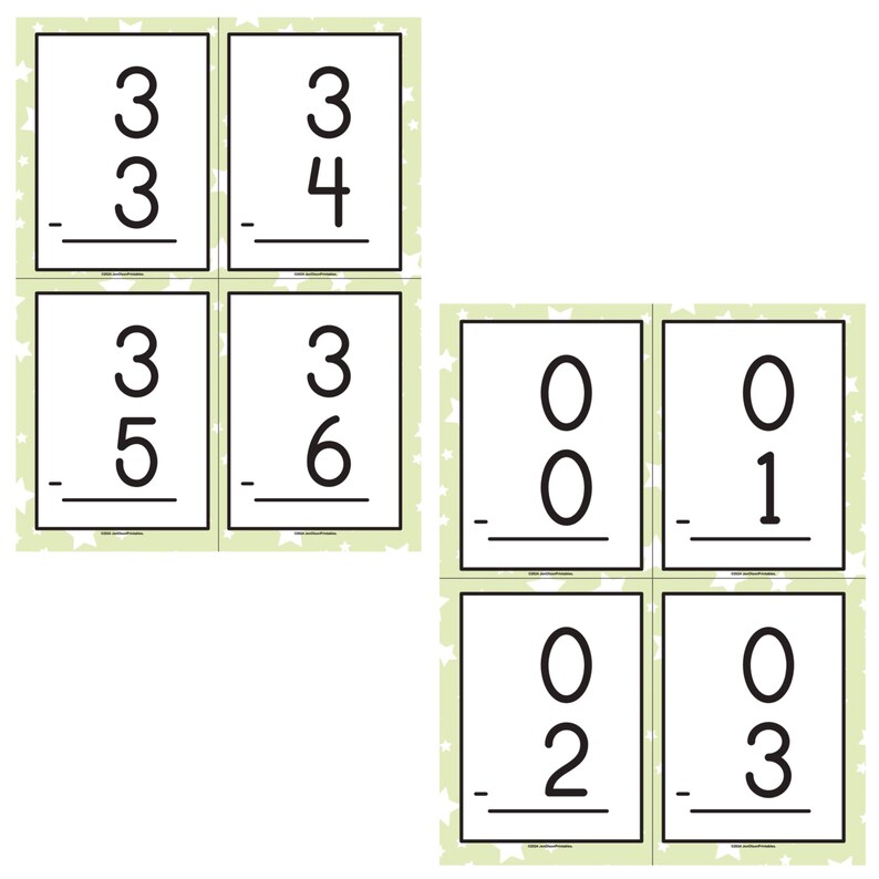 Printable Subtraction Flashcards 0-10 (PDF Download) - Etsy