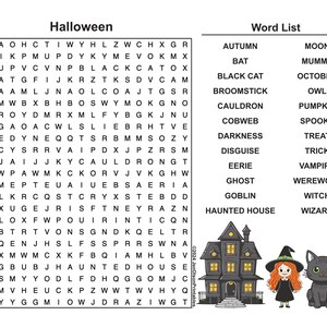 Halloween Word Search - Etsy