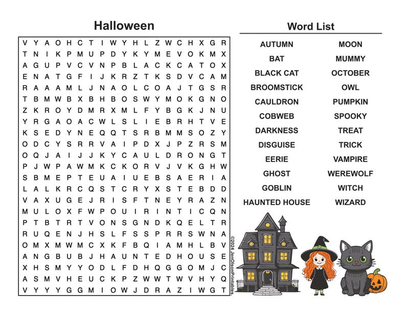 Halloween Word Search - Etsy