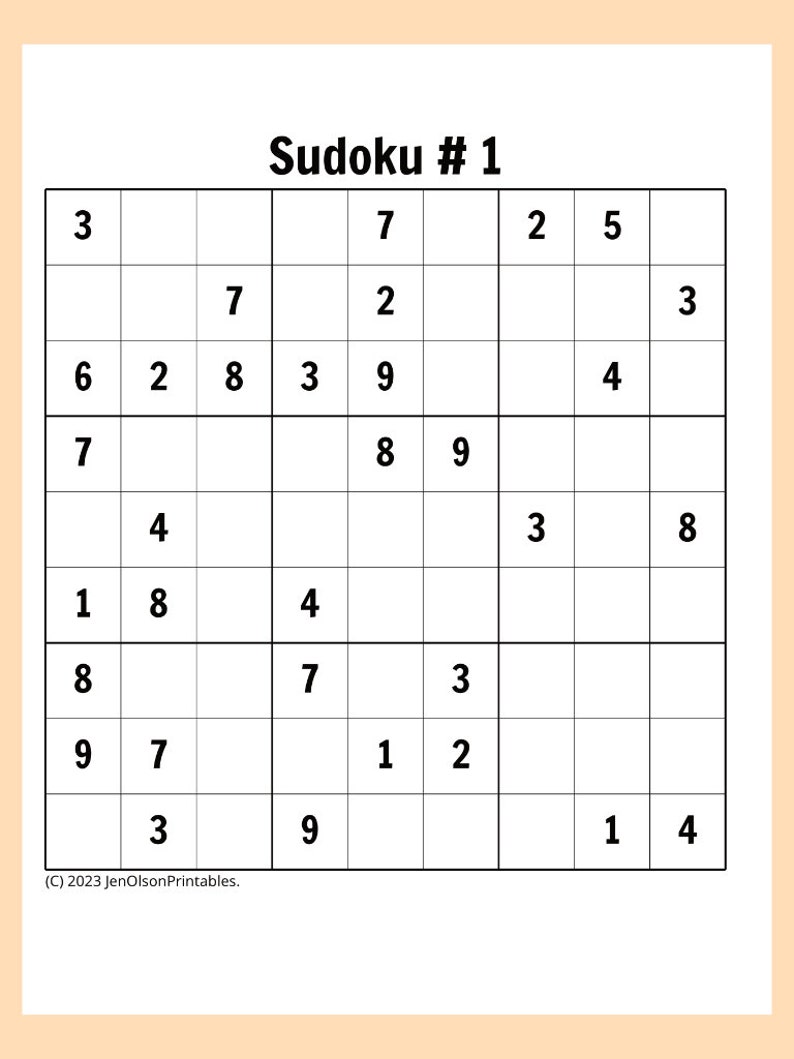 100 Easy Sudoku Puzzles Vol. 3 - Etsy