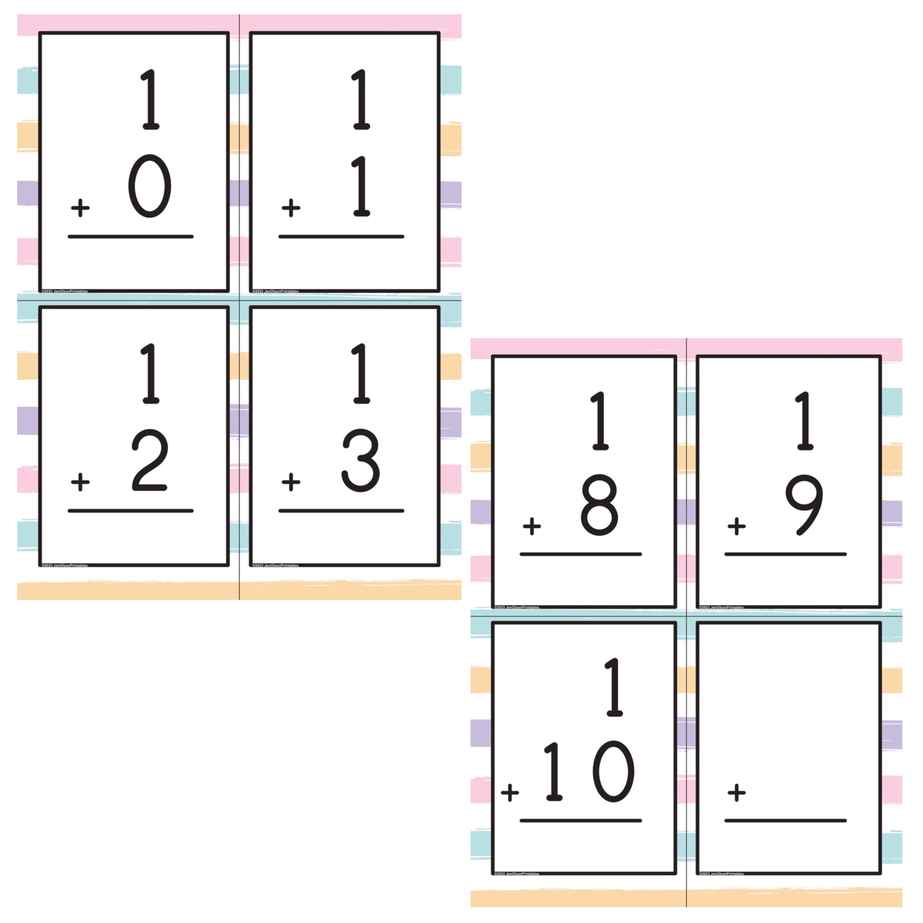 Pastel Addition Flashcards - Etsy