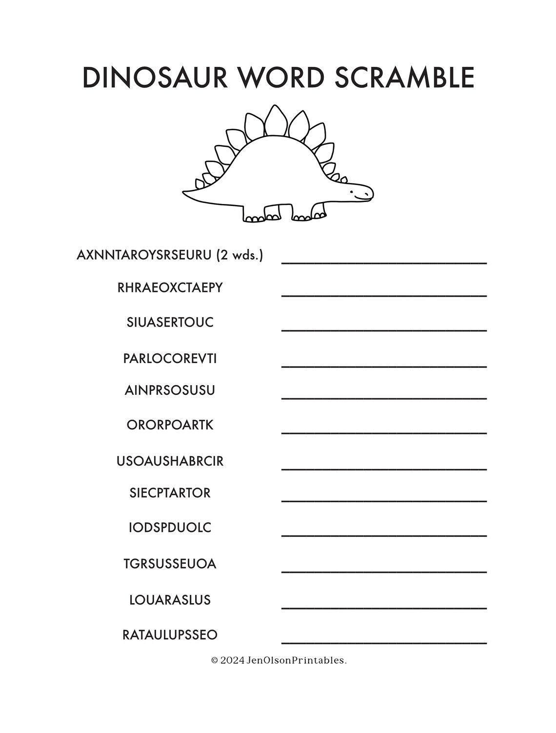 10 Fun Dinosaur Activity Sheets - Etsy