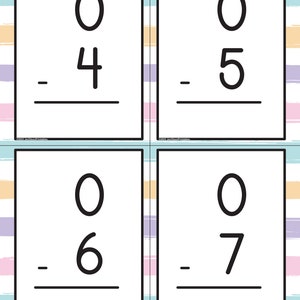 Pastel Subtraction Flashcards - Etsy