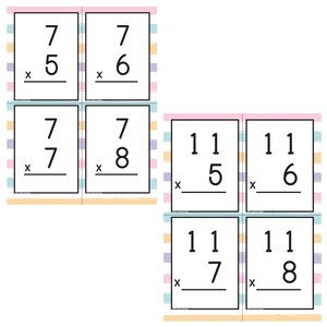 Pastel Multiplication Flashcards - Etsy