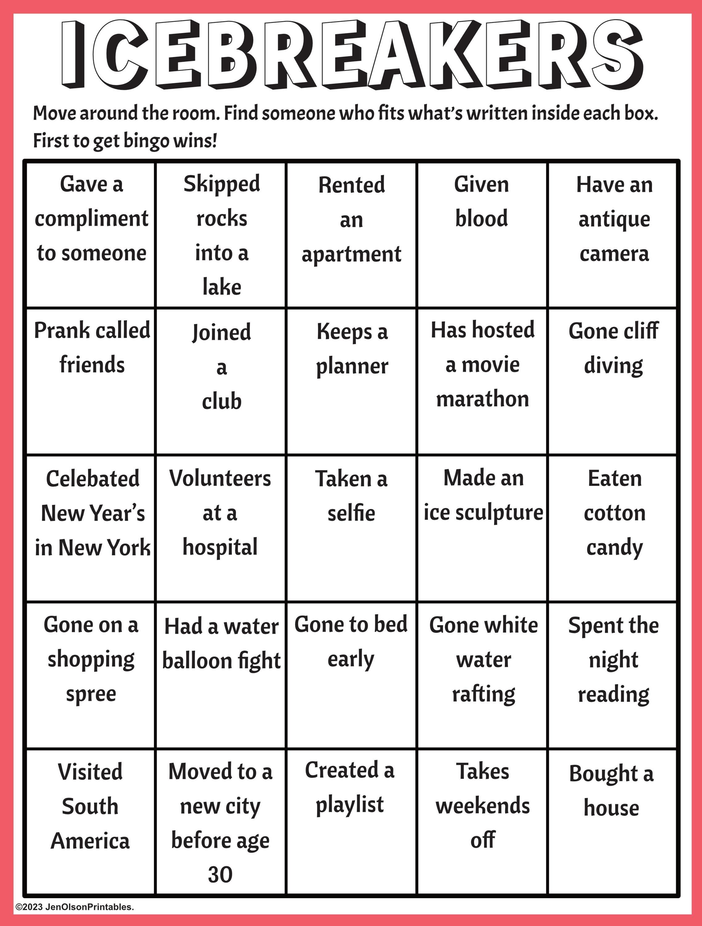 Icebreakers Games for Groups - Etsy