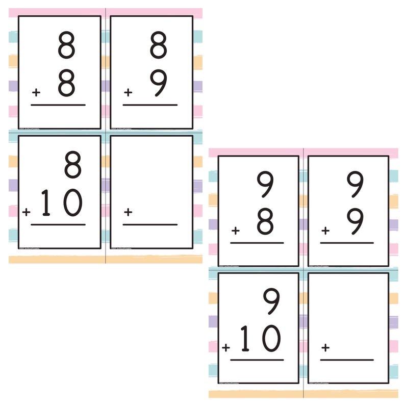 Pastel Addition Flashcards - Etsy