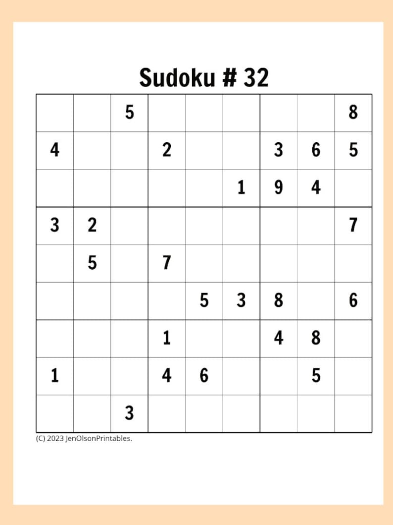 100 Hard Sudoku Puzzles Vol. 1 - Etsy