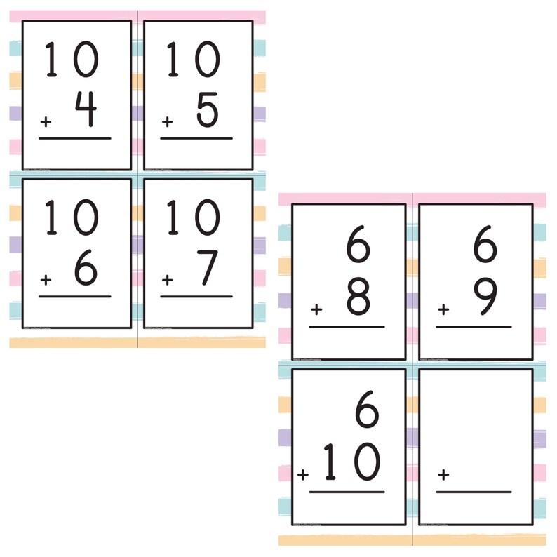 Pastel Addition Flashcards - Etsy