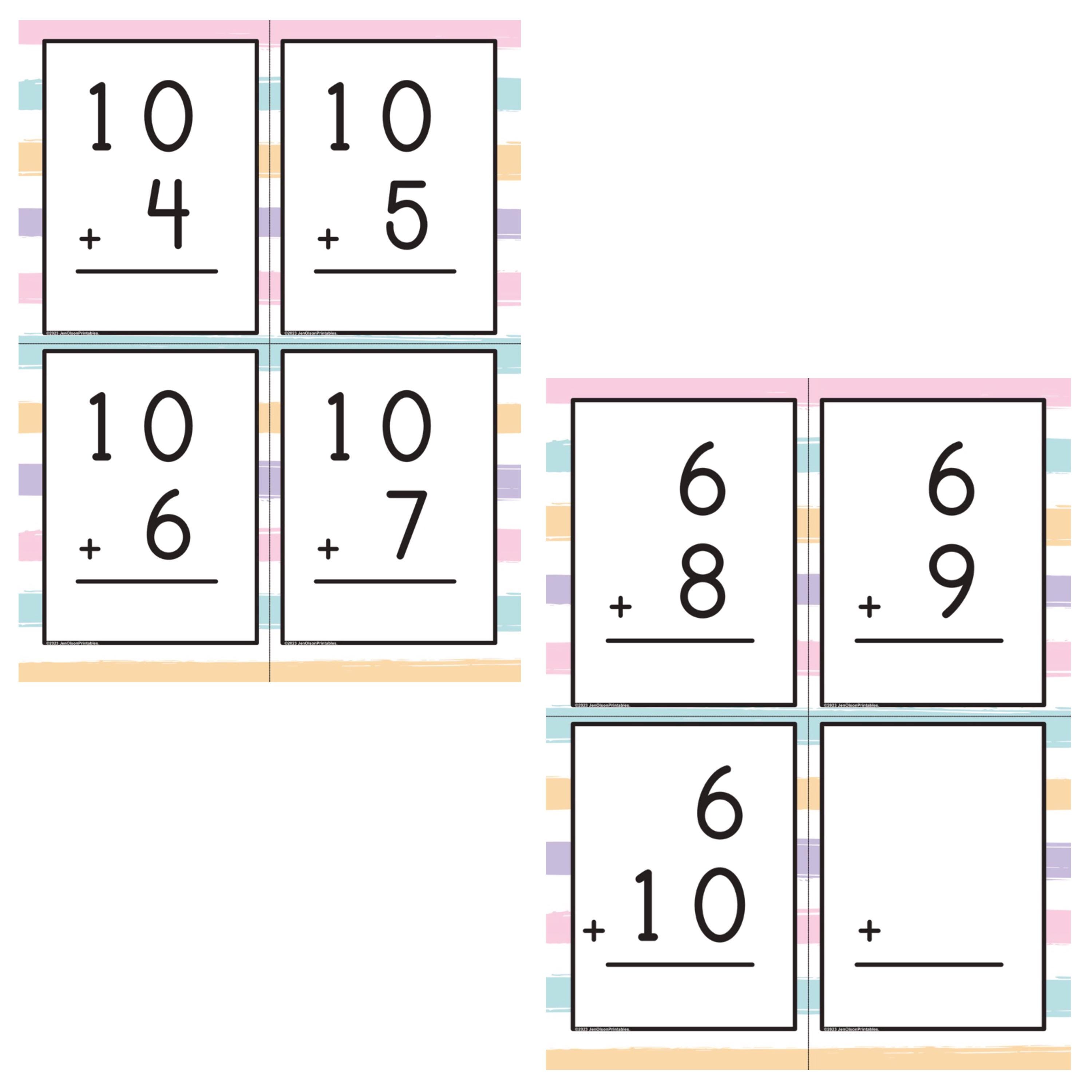 Pastel Addition Flashcards - Etsy