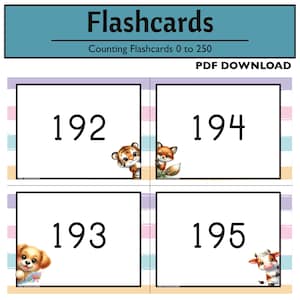 Counting Flashcards 0 to 250 - Etsy