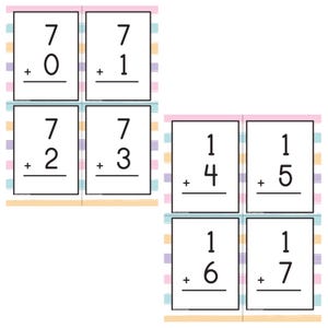 Pastel Addition Flashcards - Etsy