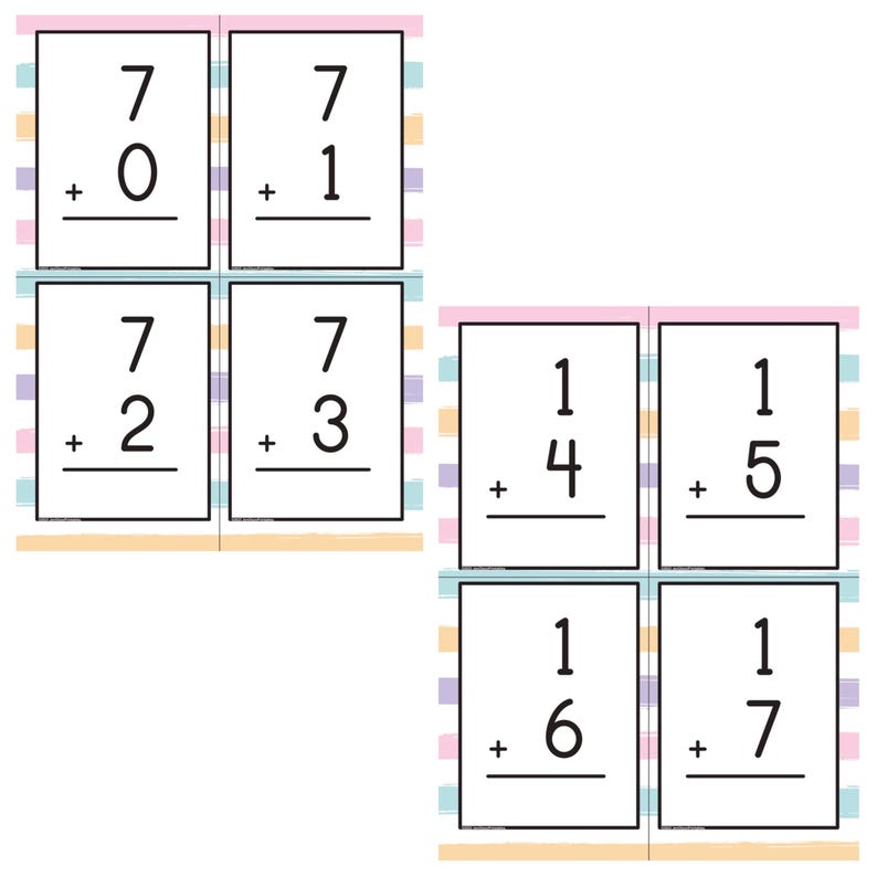 Pastel Addition Flashcards - Etsy