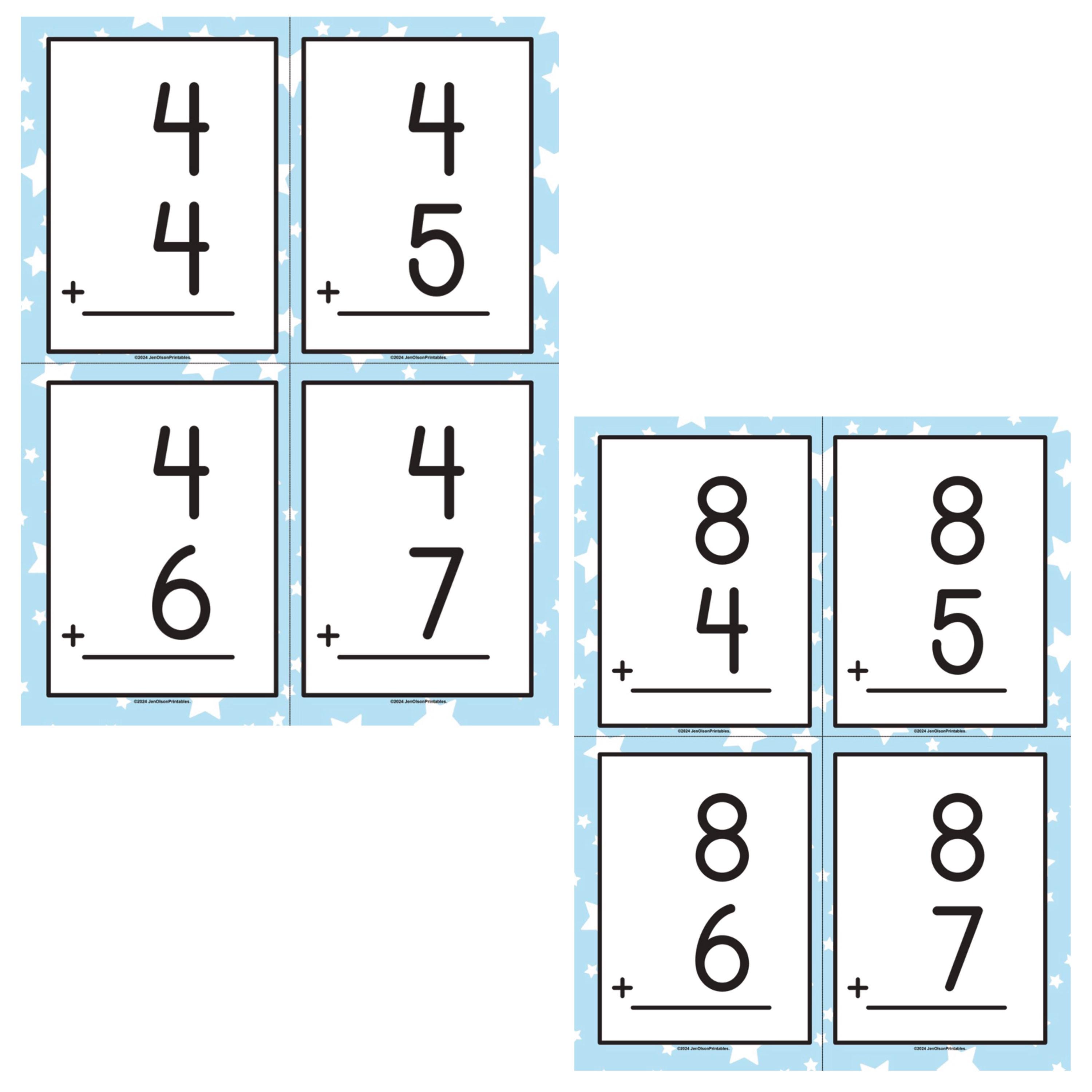Printable Addition Flashcards 0-10 (PDF Download) - Etsy
