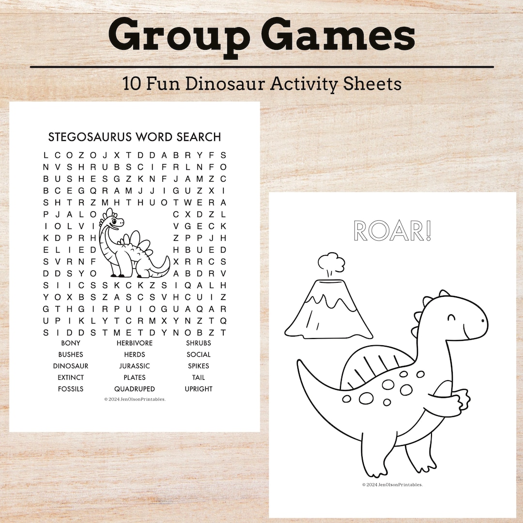 10 Fun Dinosaur Activity Sheets - Etsy