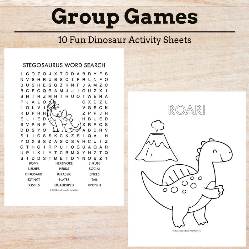 10 Fun Dinosaur Activity Sheets - Etsy