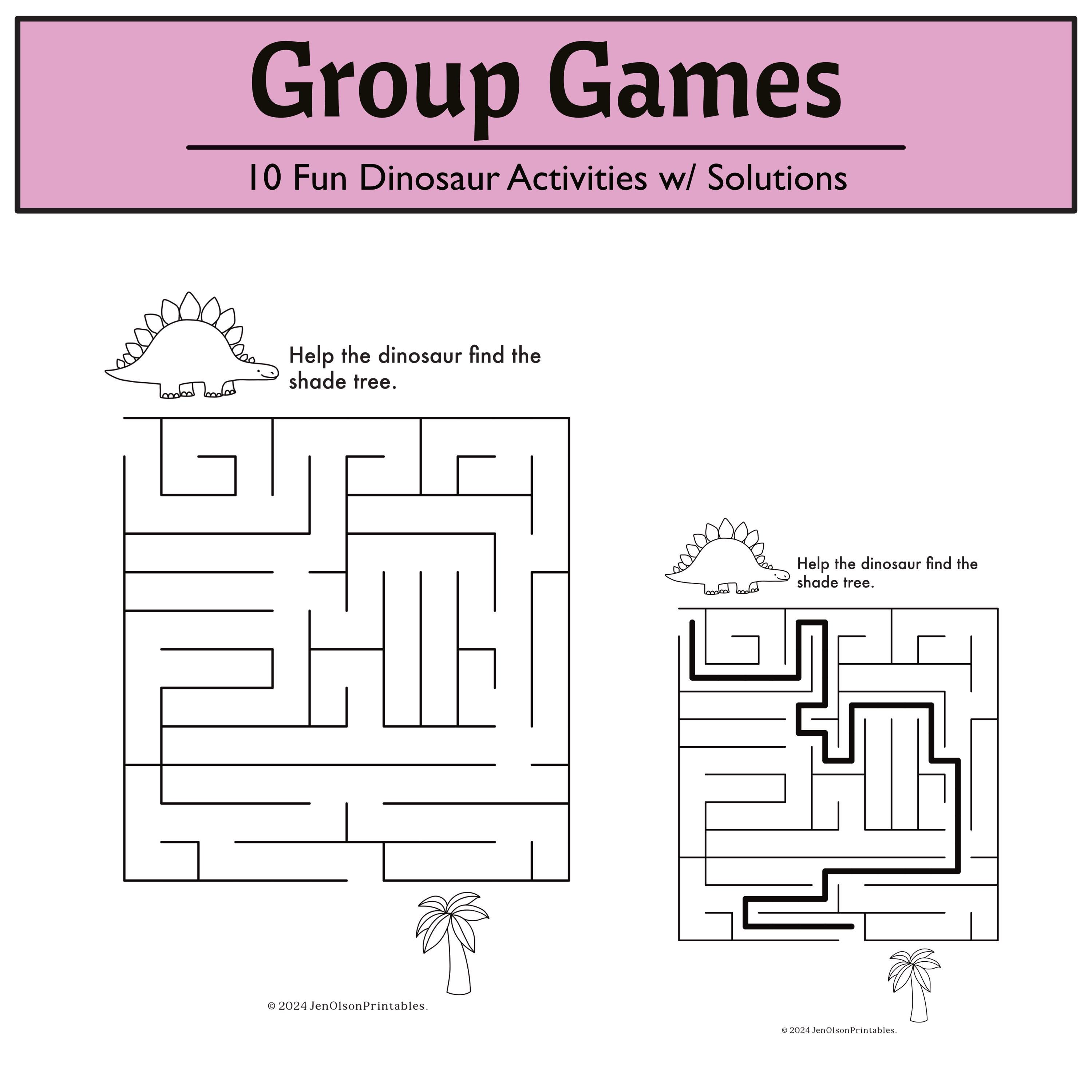 10 Fun Dinosaur Activity Sheets - Etsy