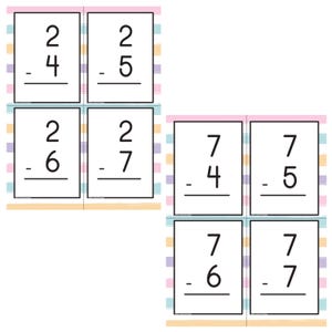 Pastel Subtraction Flashcards - Etsy