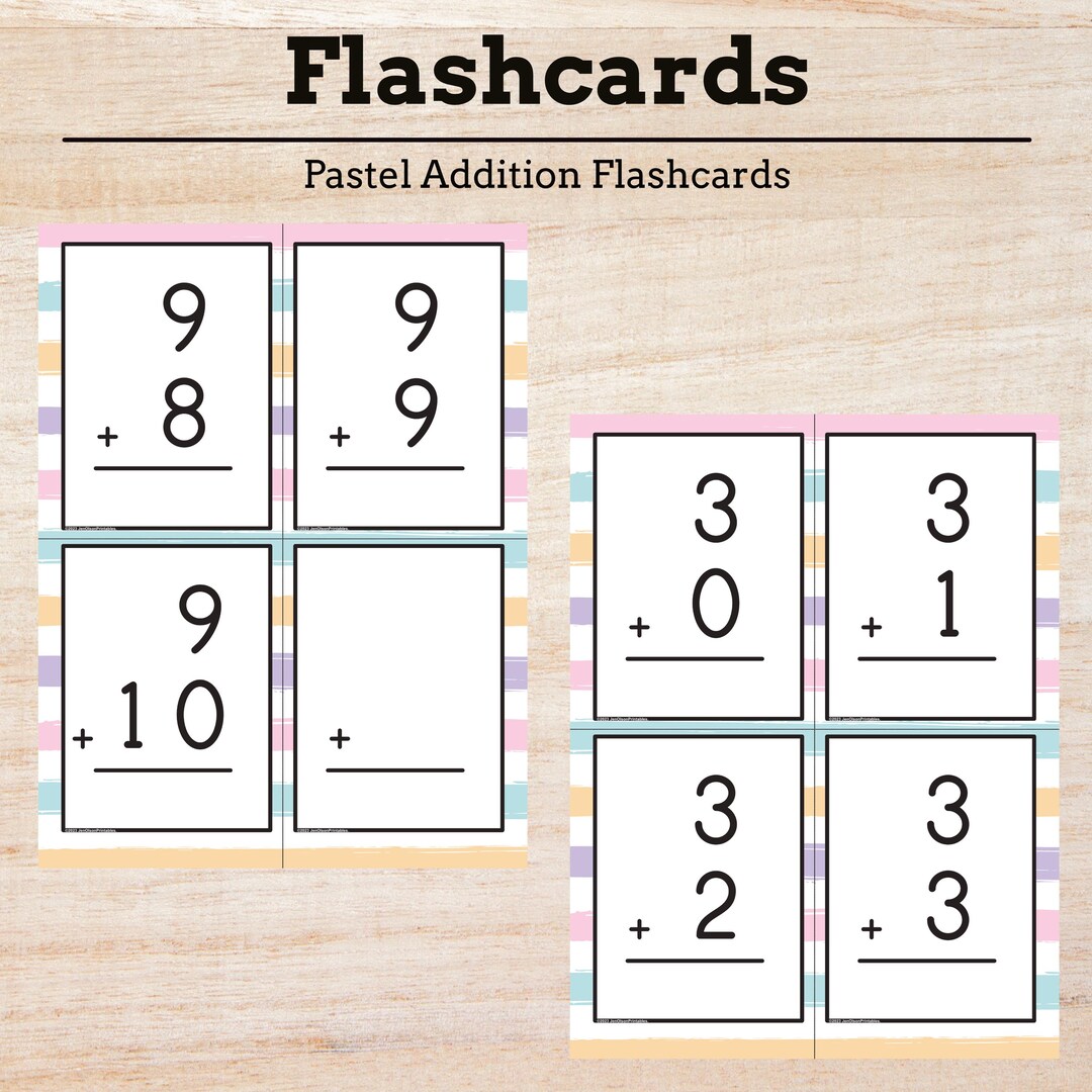 Pastel Addition Flashcards - Etsy