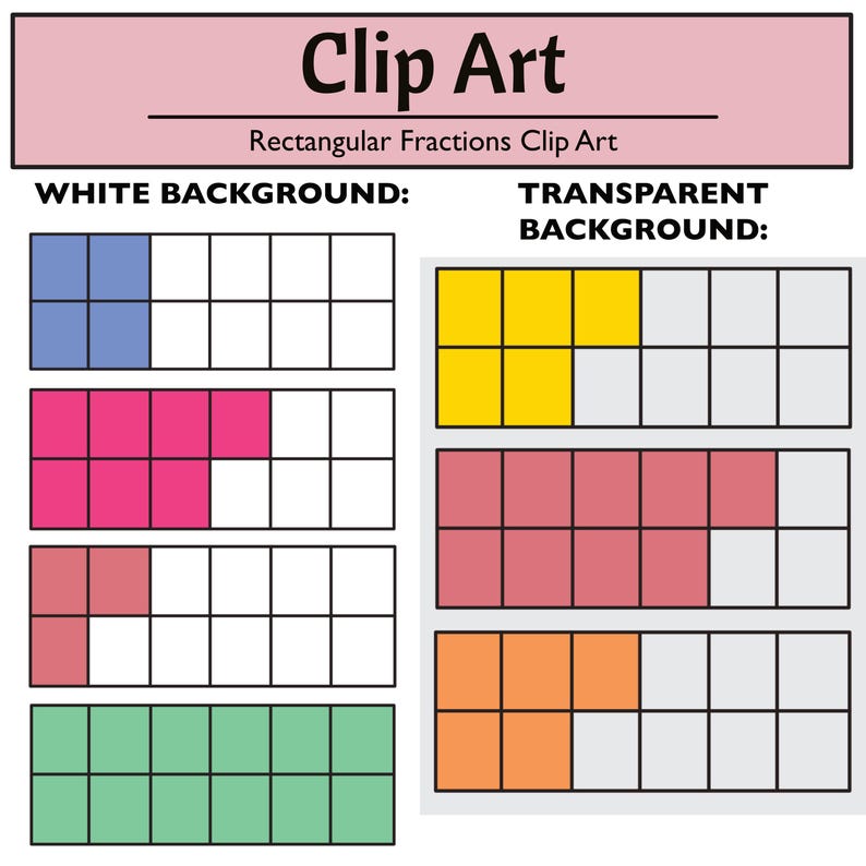 Rectangular Fraction Clip Art - Etsy