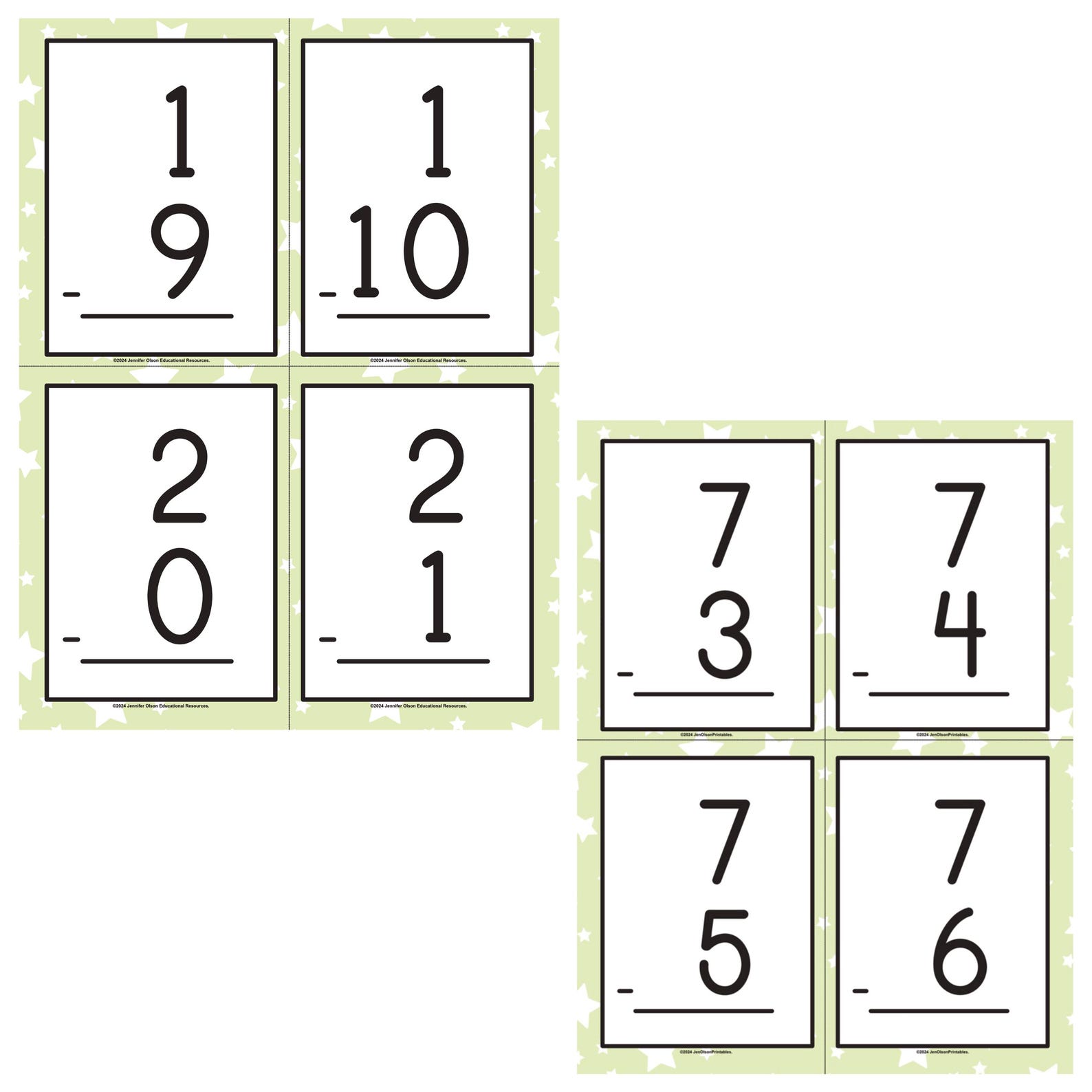 Printable Subtraction Flashcards 0-10 (PDF Download) - Etsy