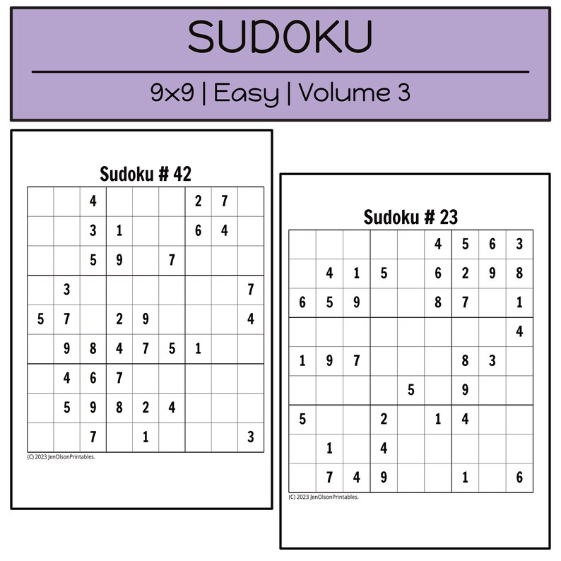 100 Easy Sudoku Puzzles Vol. 3 - Etsy