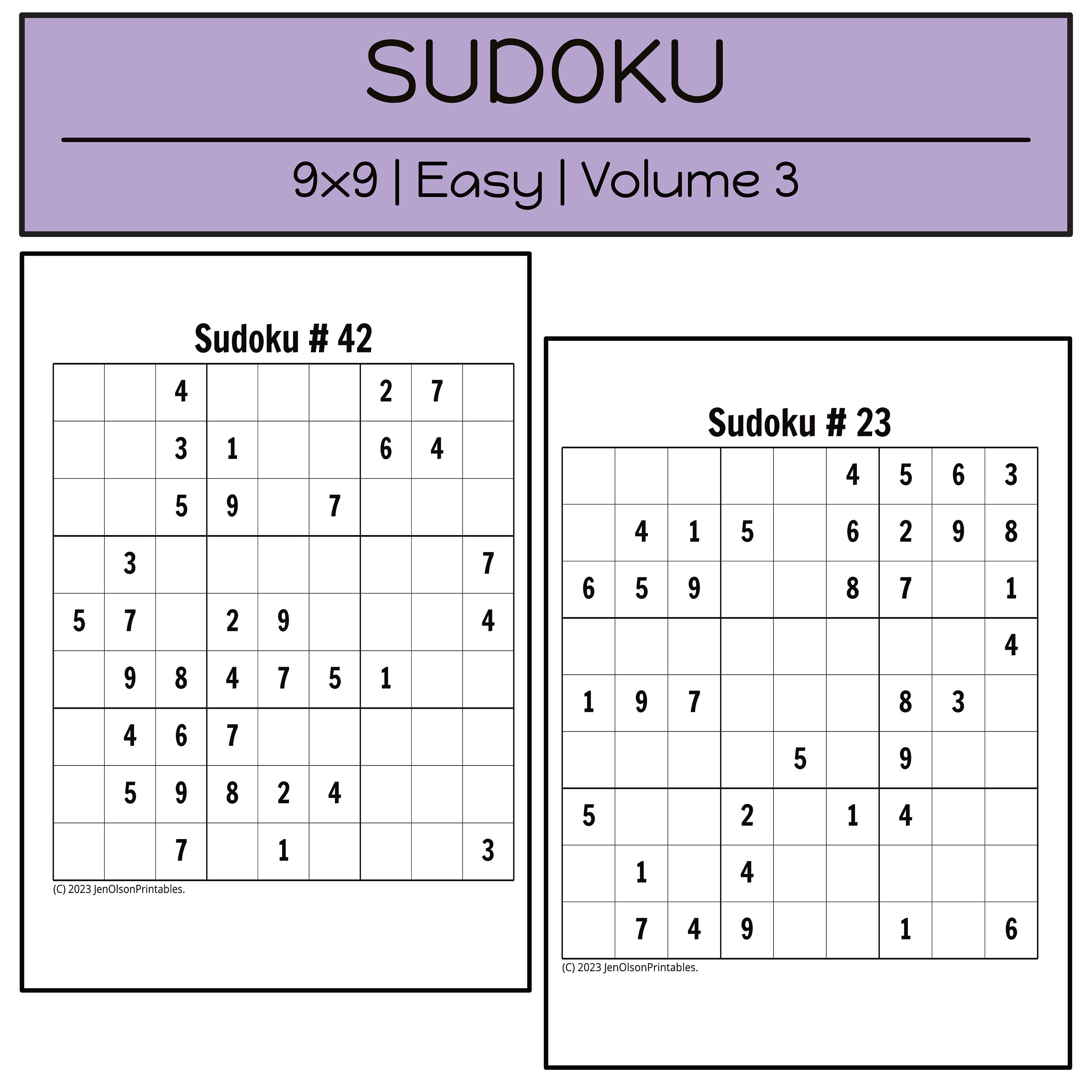 100 Easy Sudoku Puzzles Vol. 3 - Etsy