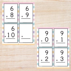Pastel Addition Flashcards - Etsy