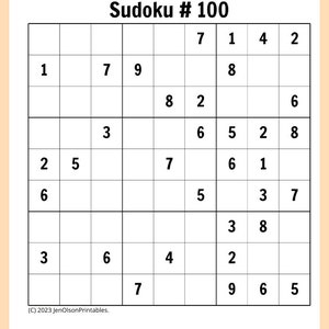 100 Easy Sudoku Puzzles Vol. 3 - Etsy